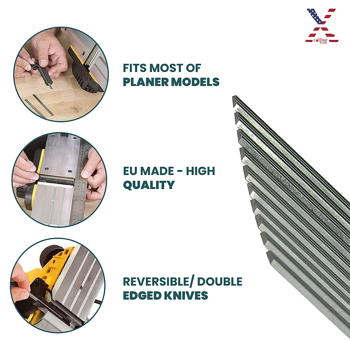 3-1/4 Inch Carbide Planer Blades - Fits Bosch PA1202, Powertec 128300, PC60THP, Ryobi HPL51K - Pack of 10