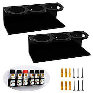 BiJun Spray Can Holder, Spray Bottle Holder Storage Rack All-Purpose Acrylic Hanger Wall Mount Bracket for Garage and Home Craft Workspace Paint Bottle Organizer, Black (6 Hole)