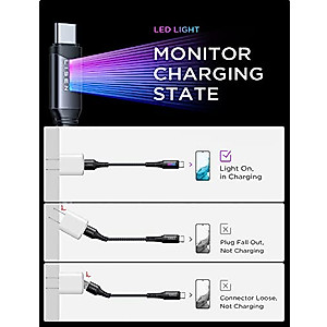 LISEN 3.2A USB C Cable Fast Charger [2 Pack/6.6FT], USB A to USB C Charger Cable Fast Charging Cord with LED Light and Rubber-Sleeved SR Compatible with Samsung Galaxy S20/S10/S9/Note 10/9