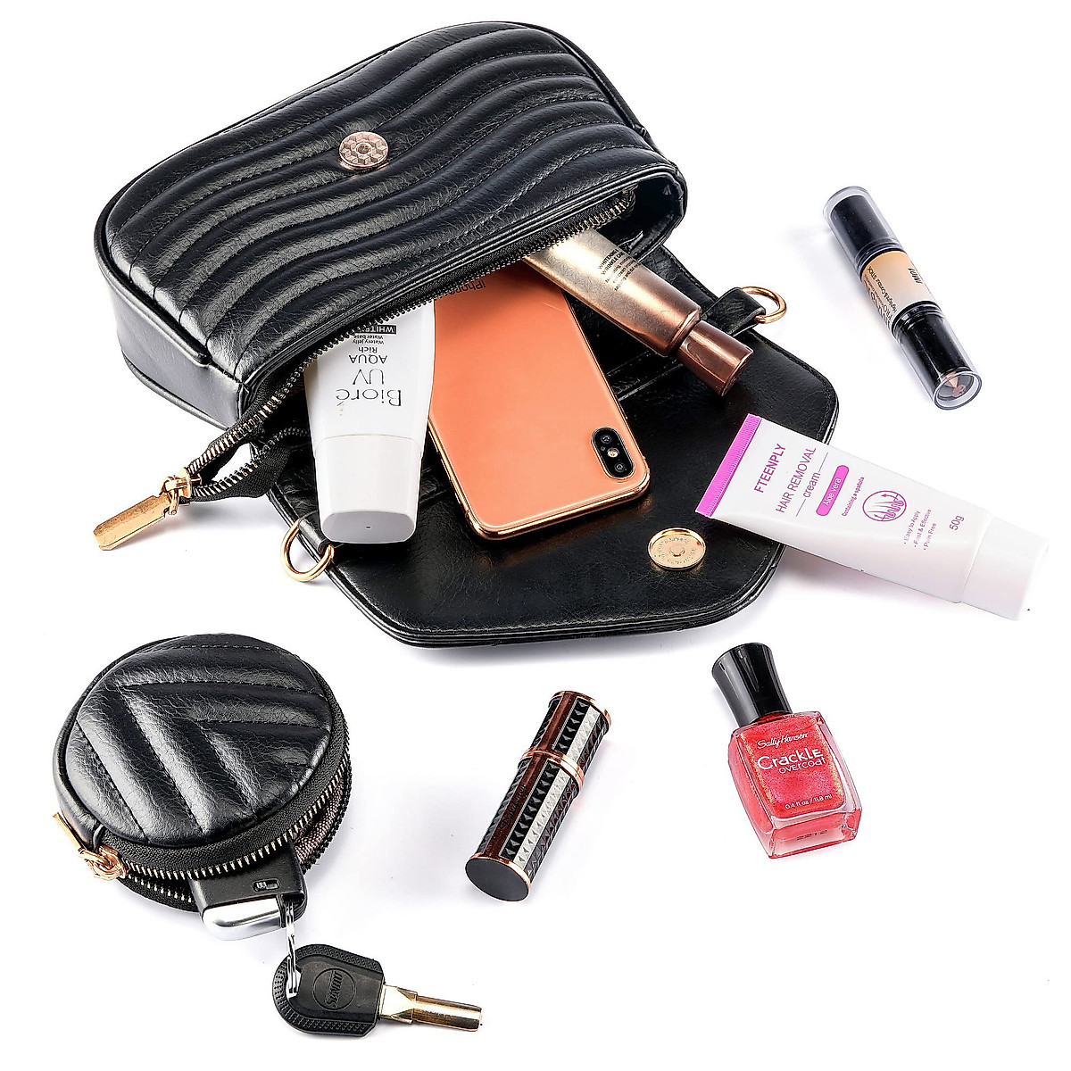 Ayliss Women Multipurpose Small/Medium Crossbody Bags Shoulder Handbag Coin Purse Trendy Clutch Evening Bag PU Leather Chain (Black #1)