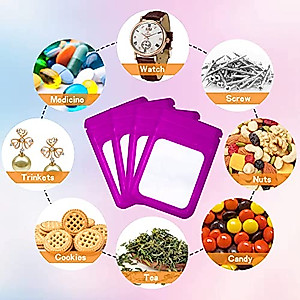 YHJZ 100 Pcs Resealable Mylar Bags, Smell Proof Bags for Packaging, Ziploc Pouch Bags for Food Storage Jewelry Electronics Storage (4x6, Purple)…
