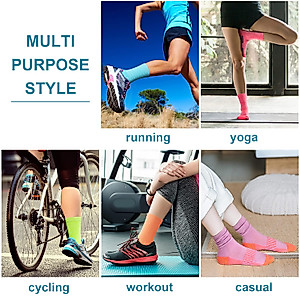 Gonii Women Socks Hiking Running Thick Cushion Athletic Crew Socks 5-Pair