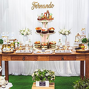 Woodland Baby Shower Decorations Woodland Cupcake Stand, 3 Tier Rustic Jungle Animal Wood Cupcake Holders Woodland Creatures Forest Lumberjack Theme Party for Boy Girl Welcome Party Supplies