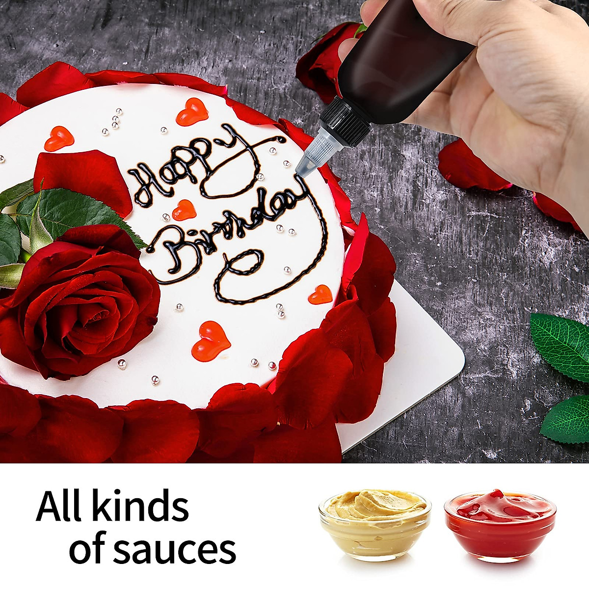 Yephets 32 Pack 4oz Boston Dispensing Bottles Empty Round LDPE Plastic Squeeze Dropper Bottles Squeeze Bottles with Twist Top Cap for Liquids Oils Art Crafts Kitchen Household