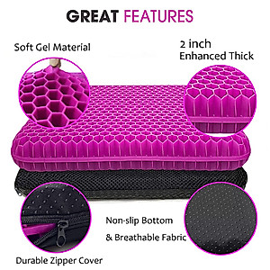Extra Thick Gel Seat Cushion, Office Seat Cushion for Long Sitting Breathable Egg Gel Cushion for Office Home Chairs, Cars, Long Trips – Back, Sciatica, Hip, Tailbone Pain Relief Cushion (Voilet)
