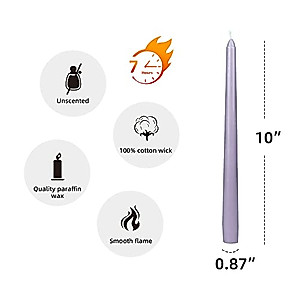Zest Candle 12-Piece Taper Candles, 10-Inch, Lavender