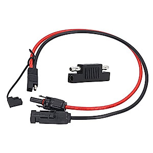 Solar Panel to SAE Adapter Cable 10AWG 0.60m PV Connector Solar Extension Cable with Waterproof Cap for Automobiles, Solar Devices