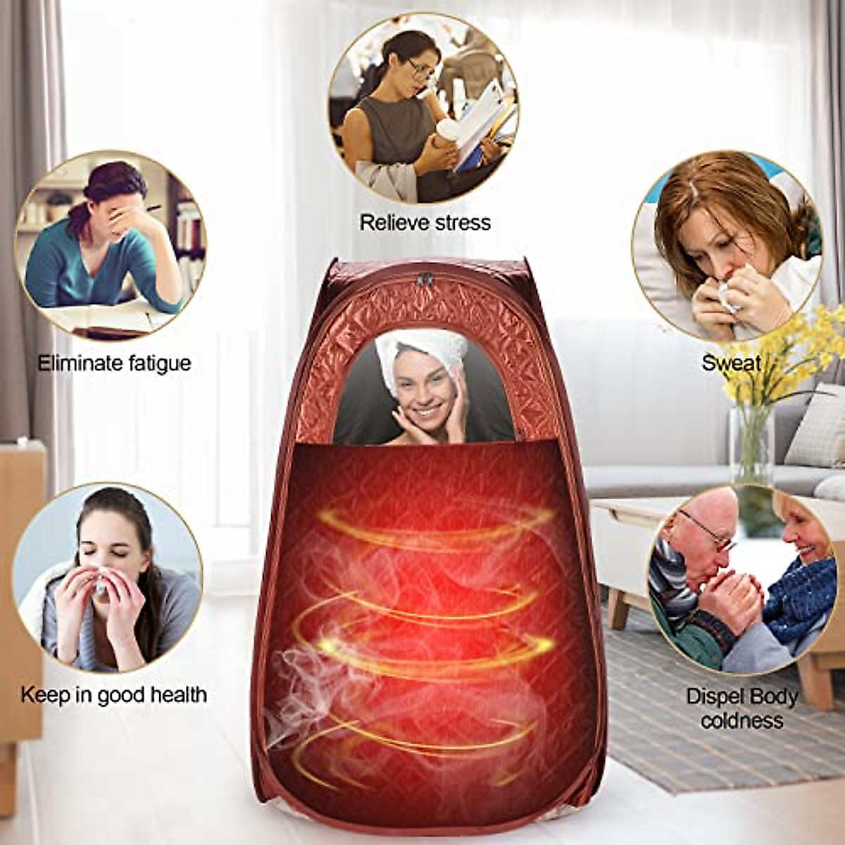 Portable Steam Sauna for Home Full Body Personal Sauna at Home Spa with 2.6L 1000W Steam Generator, 90 Minute Timer, Chair, Remote Control Included (Full Body, Brown)