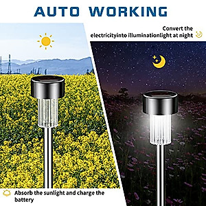 Solar Outdoor Lights 12 Pack, Solar Garden Lights Solar Powered Waterproof Landscape Path Lights Stainless Steel LED Outdoor Lights Solar for Walkway Yard Backyard Lawn Patio Driveway Decorative