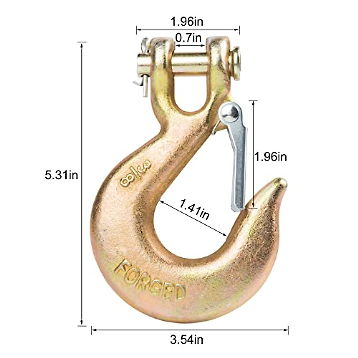 Clevis Slip Hook 3/8" - Forged G70 Steel Chain Hook with Safety Latch 18,000 Lb Capacity for Rigging Deck Hauler Receiver Hitches Trailer Wrecker Truck (4 Pack)