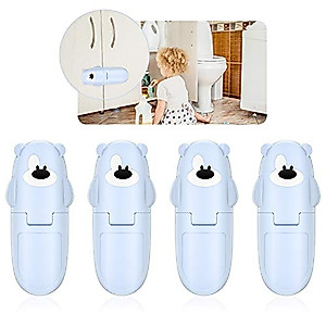 Safety Cabinet Locks for Babies - [4 Pack] Child Proofing Drawers Locks for Kitchen Bathroom Storage Doors,Cupboard, Oven, Refrigerator (Blue)