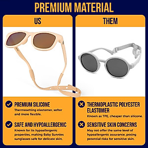 Polarized Baby Sunglasses With Strap - Unbreakable Flexible Infant Sunglasses For Toddlers Newborns 0-24 Months