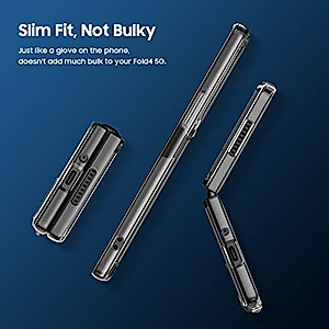 MAKAVO for Samsung Galaxy Z Fold 4 Clear Case, Crystal Flexible Edges & Hard Back Cover, Non-Yellowing Slim Thin Shockproof Phone Case for Samsung Z Fold4 (Pure Clear)