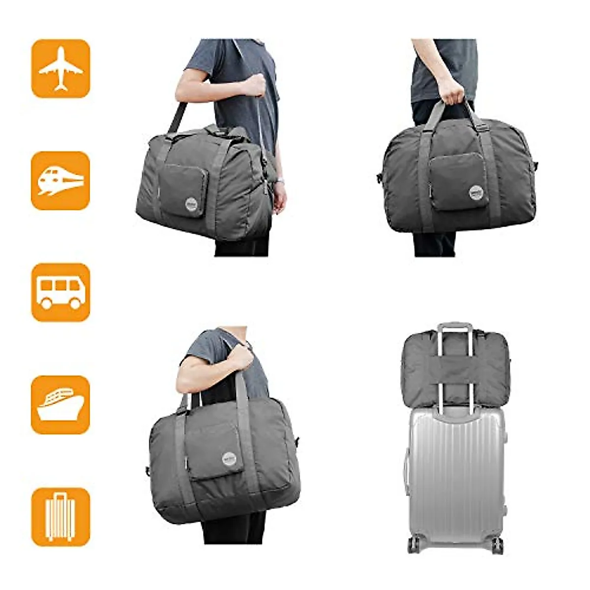 WANDF For Spirit Airlines Personal Item Bag 18x14x8 Foldable Travel Duffel Carry on Weekender Overnight for Women Men