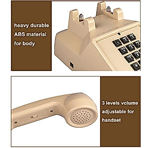 TelPal Landline Phones for Home Office Hotel School Corded Single Line Heavy Desktop Basic Telephone for Seniors Retro Classic Old Fashion Movie Decor Telephones with Loud Metal Bell Ringer (Ivory)