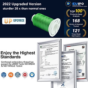 Simthread Green Embroidery Thread 8 Madeira Colors 550Yards, 40wt 100% Polyester for Brother, Babylock, Janome, Singer, Pfaff, Husqvarna, Bernina Machine