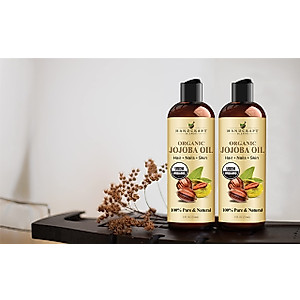 Handcraft Blends USDA Organic Jojoba Oil - 8 Fl Oz - 100% Pure and Natural - Premium Grade Oil for Face, Body and Hair - Anti-Aging Oil - Cold-Pressed and Hexane-Free - Packaging May Vary