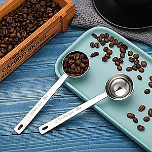 4 Pieces 2 Tablespoon Scoops with Long Handle, 30 ml Stainless Steel Coffee Spoon for Coffee Milk Fruit Powder, Measuring Dry and Liquid Ingredients, Spice Jar, Cooking Baking, Leveler