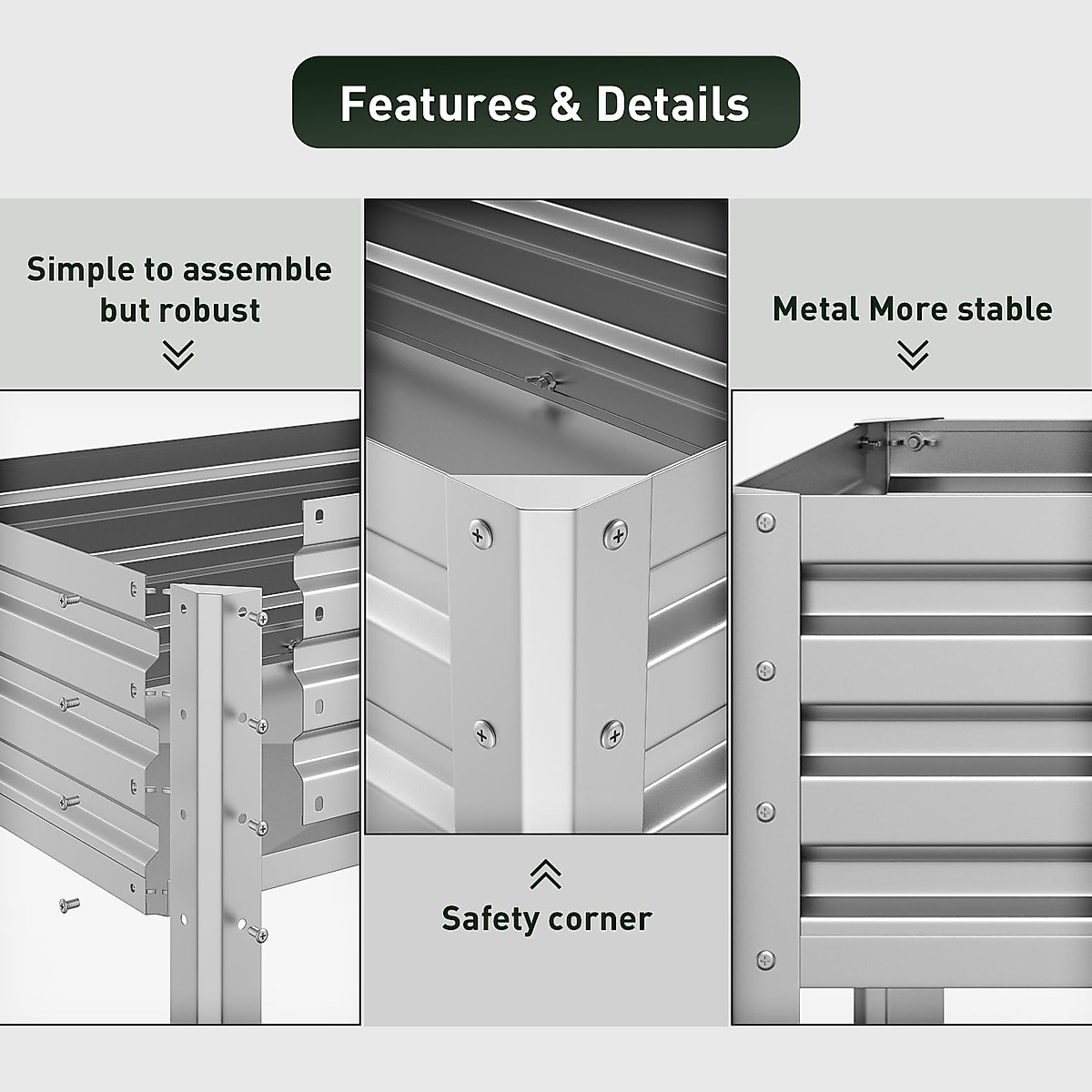 mestyl Galvanized Raised Garden Bed Outdoor for Vegetables Flowers Herb, 48 X 24 X 32in Elevated Metal Planter with Legs, Metal Garden Box for Gardening Backyard, Easy Assembly, Silver
