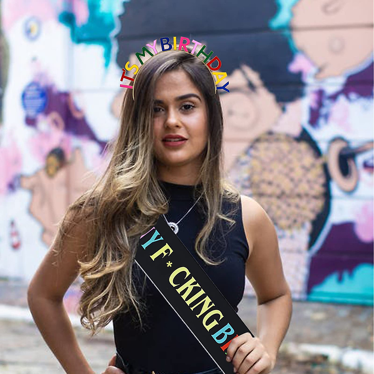 Happy Birthday Crowns Hats Sash Hair Tiara Birthday Party Crown Headband Supplies Gifts Decorations Funny Accessory for Women Girls