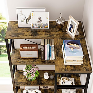 APPOLYN Corner Shelf, 5 Tiers Corner Bookshelf, Wood and Metal Bookcase Storage Shelf, Tall Corner Cabinet for Living Room, Bedroom, Home Office and Kitchen