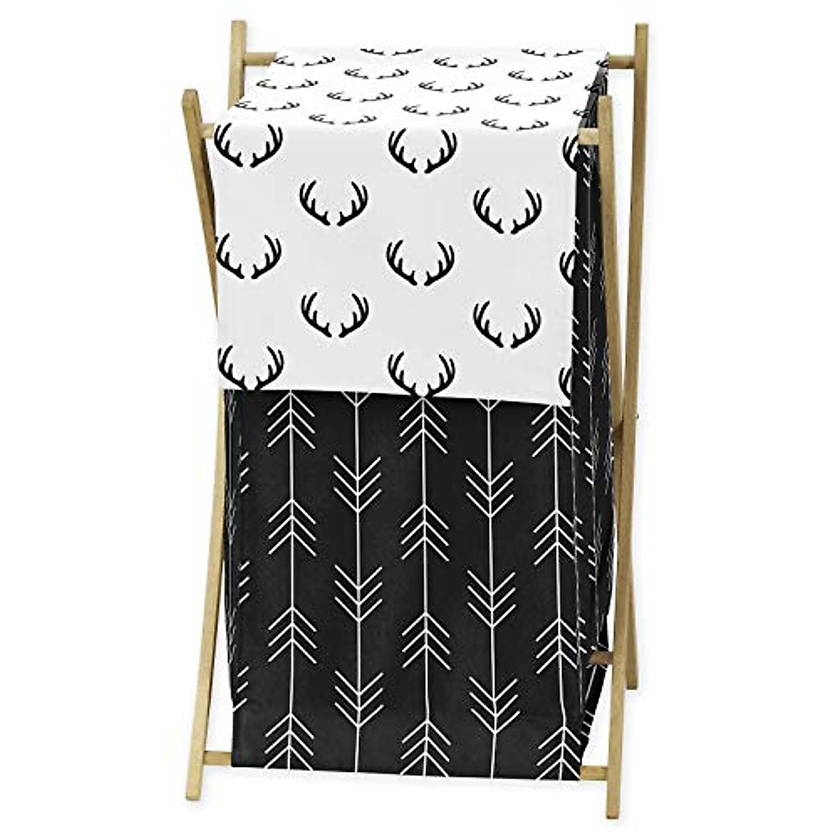 Sweet Jojo Designs Black and White Woodland Deer Baby Kid Clothes Laundry Hamper - Rustic Country Farmhouse Lumberjack Arrow