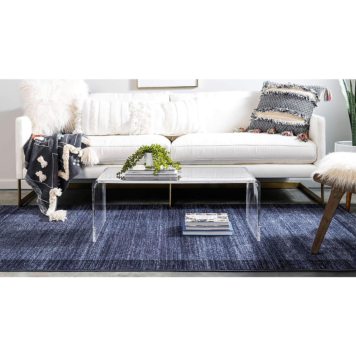 Unique Loom Del Mar Collection Area Rug - Abigail (5' 3" x 8' Rectangle, Navy Blue/ Blue)