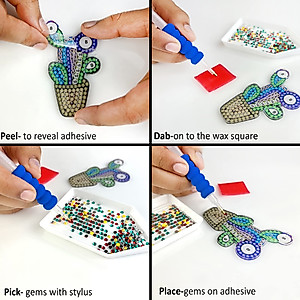 BRASS TACKS KITS FOR CRAFTY KIDS Gem Painting Kit- Make Your Own Keychains- Diamond Art Painting by Numbers (Cactus)