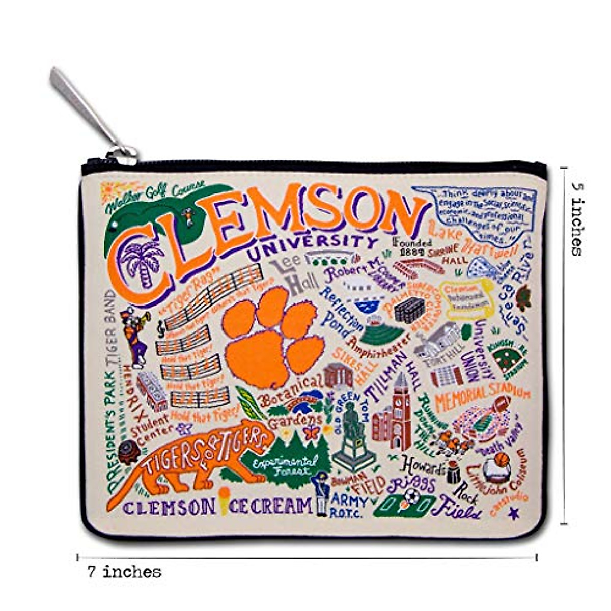 Catstudio Clemson University Collegiate Zipper Pouch Purse | Holds Your Phone, Coins, Pencils, Makeup, Dog Treats, & Tech Tools