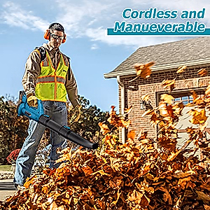 Cordless Leaf Blower - BHY 320 CFM 150 MPH Battery Leaf Blower with 4.0Ah Battery & Charger, 2 Section Tubes, 6-Speed Dial, Electric Leaf Blower for Dust, Snow Debris,Yard, Work Around The House