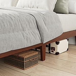 COLAMY 12 Inch Wood Platform Bed Frame，Sturdy Queen Size Bed Frame with Wood Slat Support, No Box Spring Needed, Easy Assembly, Espresso