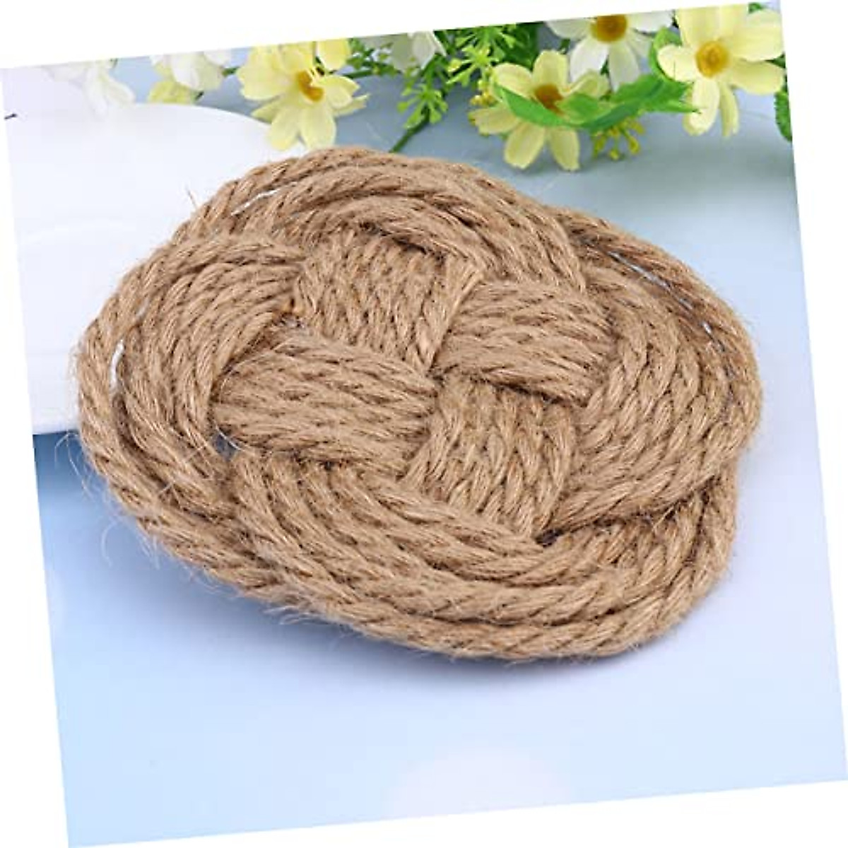 VOSAREA Table Coasters for Drinks Placemats Round Coasters for Drinks Absorbent Simple Cup Mat Cotton Placemat Cotton Rope Cup Coasters Cotton Cup Mat Cup Mat Handmade Home Placemat Jute