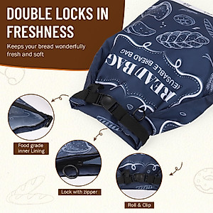 Ciciany Bread Bags, 2 Packs Bread Bags to Keep Fresh, Reusable Zipper for Homemade Loaf, Freezer Storage Bag, Container, Fresh Keeping Extra Large Bags, Food Bag