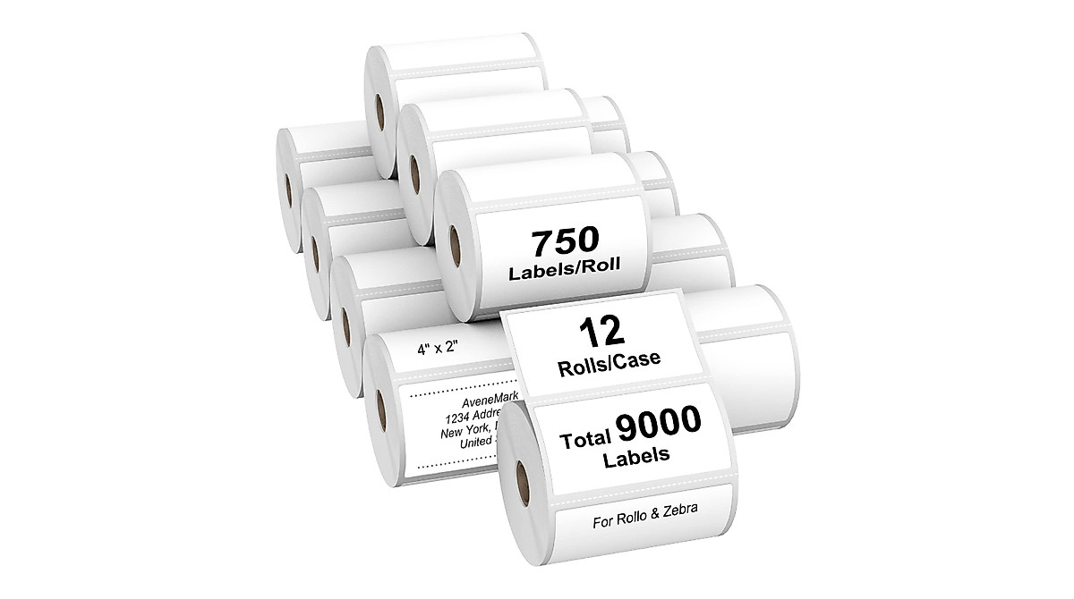 4x2 Direct Thermal Labels for Rollo & Zebra Printers - 12 Rolls