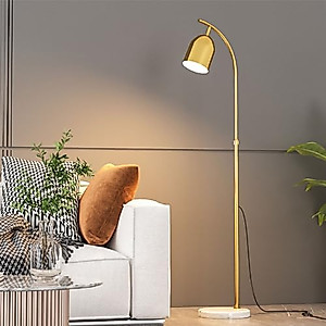 PAKFAN Modern Standing Lamps, Industrial Floor Lamp for Living Rooms Rustic Farmhouse Reading Vertical Lamp Adjustable Metal Heads Indoor Tall Pole Light for Living Room Bedroom Office Home Decor