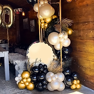Styirl 130pcs Metallic Gold Balloons Garland Kit - Gold Latex Balloons Different Sizes 18 12 10 5 Inch Party Balloon Kit for Birthday Party Graduation Baby Shower Wedding Holiday Balloon Decoration