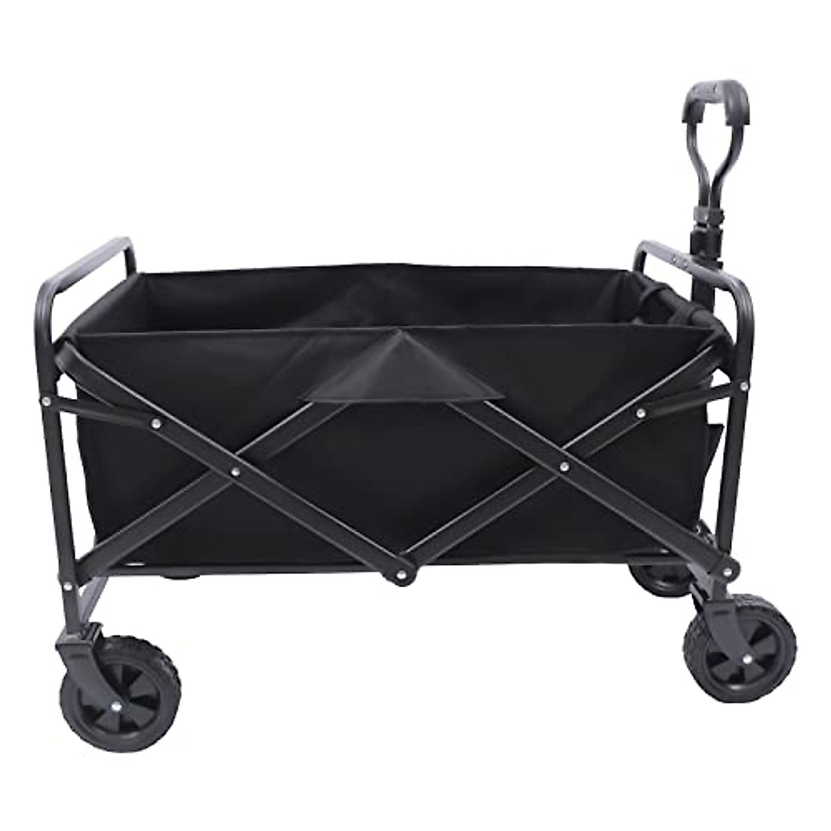 Collapsible Folding Outdoor Utility Wagon, Heavy Duty Foldable Camping Cart, Garden Tool Collection Utility Trolley with Adjustable Handle & Mesh Cup Holder for Garden Camping Picnic