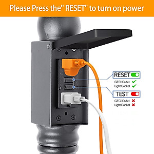 Dusk to Dawn Outdoor Lamp Post Light with GFCI Outlet, Triple Head Aluminum Street Light Post for Outside with Sensor, Waterproof Birdcage Pole Lighting Fixture for Backyard Garden Patio Driveway