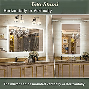 TokeShimi LED Bathroom Mirror Lighted Vanity Mirror, Large Backlit Mirror Anti Fog Wall Mounted Dimmable Makeup Mirror with Front Lights & Backlight(Horizontal&Vertical) (48 x 30 Inch)