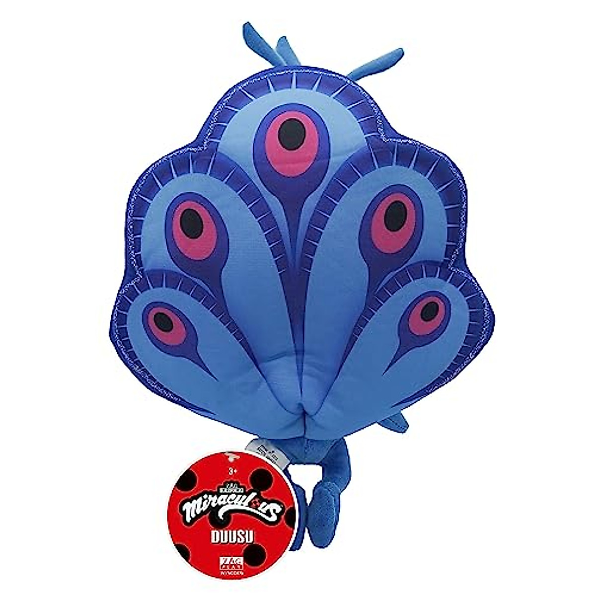 Miraculous Ladybug - Kwami Mon Ami Duusu, 9-inch Peacock Plush Toys for Kids, Super Soft Stuffed Toy with Resin Eyes, High Glitter and Gloss, and Detailed Stitching Finishes (Wyncor)