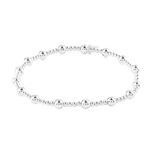 Shop LC 925 Sterling Silver Bracelets for Women - Beads Ball Station Stretchable Bracelet - Beaded Stretch Jewelry Gifts for Women for Her Birthday Gifts