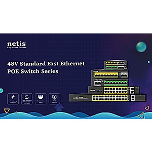 Netis PE6105 5-Port 10/100Mbps Speed Fast Ethernet PoE+ Switch | 4 Port PoE 65W Power and 1 Port Uplink with IEEE 802.3at/af Compliant Powered Devices