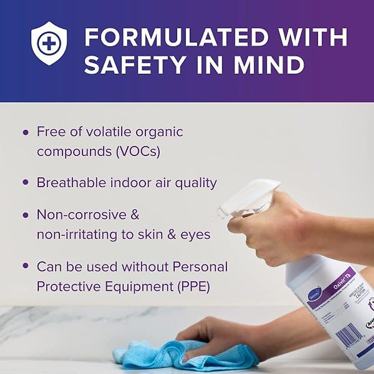 Oxivir Diversey 4277285 Tb Disinfectant Cleaner, Accelerated Hydrogen Peroxide, No Fragrance Added, Ready-to-Use Liquid Capped Bottle, 32-Ounce