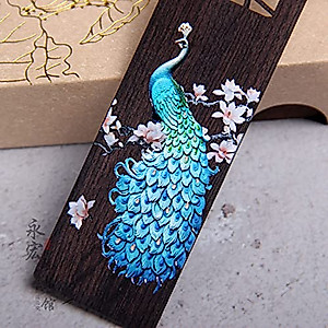 Wood Bookmark,Bookmarks Gifts for Book Lovers Men/Women/Friends/Girls/Book Fans Birthday Present Christmas Stocking Stuffers Graduation Gifts (5.7in x1.18in, Peacock)