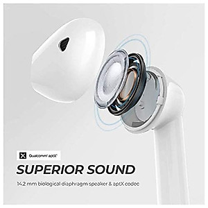 SoundPEATS Dual Dynamic Drivers Wireless Earbuds, Bluetooth 5.0 Headphones with Dual Crossovers, APTX Audio CVC Noise Cancellation Built in Mic, in-Ear Earphones with Charging Case, 27 Hours Playtime
