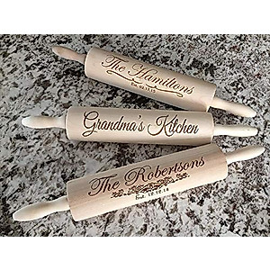 Custom Rolling Pin for Mom or Grandma (Morgan Family Design), Decorative Wooden Rolling Pin for Baking | Personalized Christmas Holiday Gift
