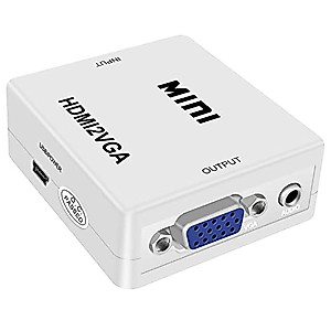 HDSUNWSTD HDMI to VGA Adapter with 3.5mm Audio Port (PC HDMI Source Output to VGA TV) for Old Computer Monitor Laptop Projector 1080P Video (Female HDMI in, Female VGA Out)