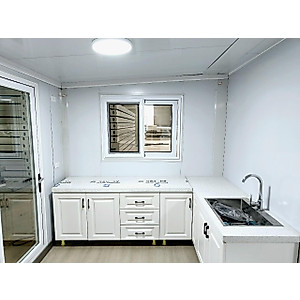 Generic Mobile House Portable House Foldable Detachable Prefabricated Luxury Villa Design Easy Setup Move,Mobile Expandable House Bedroom Bathroom Living & Kitchen (30ft X10ft X10ft), White/Grey