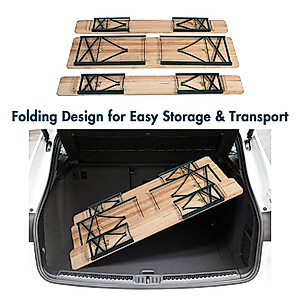 Generic Renatone 70in 3pcs Folding Picnic Table Set, Wooden Top Beer Table for Patio Outdoor Garden Use, No Assemble Required