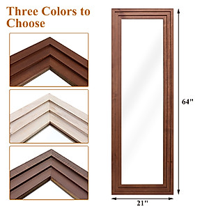 NeuType Rustic Full Length Mirror 65"x22" Large Mirror Rectangular Vintage Wood Framed Floor Mirror Full Body Mirror Hanging or Leaning Against Wall for Living Room Farmhouse, Natural